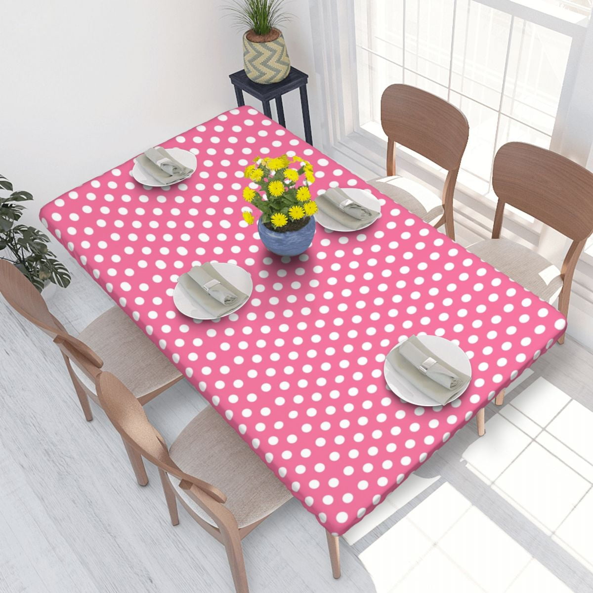 Classic Red And White Polka Dots Rectangular Tablecloth Oilproof 4FT ...