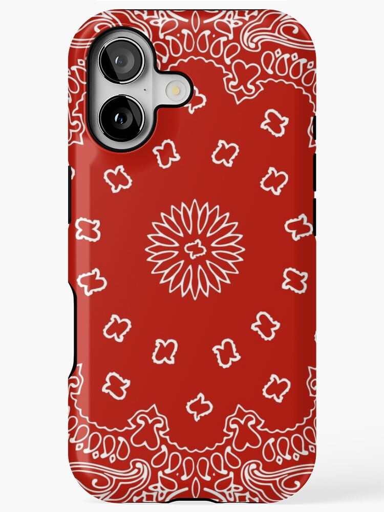 Classic Red Bandana Paisley Retro Pattern Style iPhone Case 11 12 13 14 15 16 17 Pro Max ...