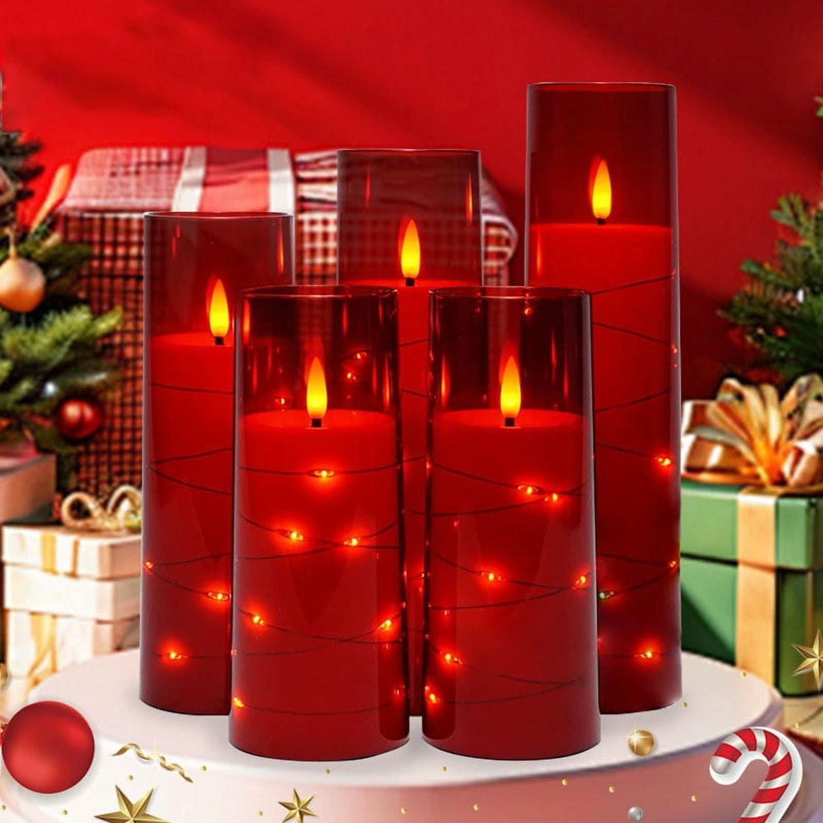 Classic Red Battery Operated Candles with Remote - Set of 9 Flameless ...