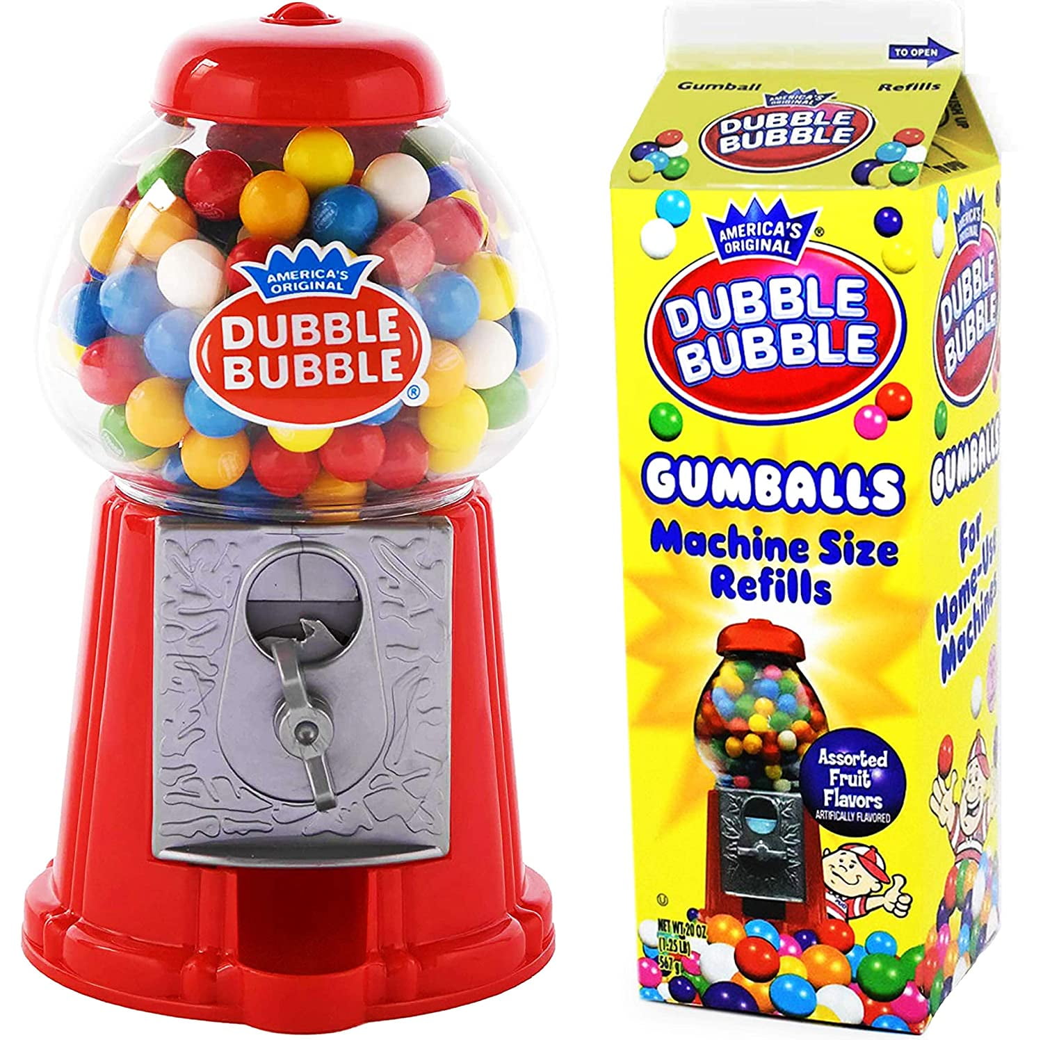 Classic Red Dubble Bubble Gumball Machine - with Refill Carton Dubble ...