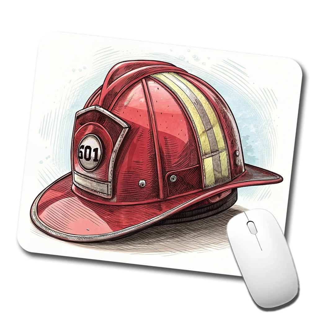 Classic Red Firefighter Fireman Helmet Mouse Pad Low Profile Gaming Mat ...