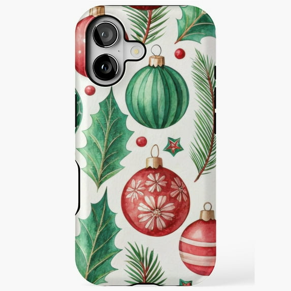 Classic Red Green White Christmas Ball Ornament Pattern Case for iPhone ...
