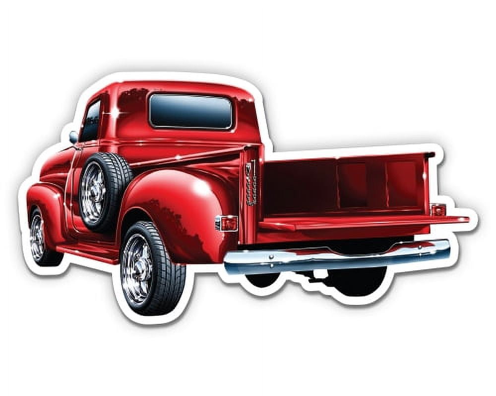 Classic Red Pickup Truck - 3" Vinyl Sticker - For Car Laptop I-Pad ...