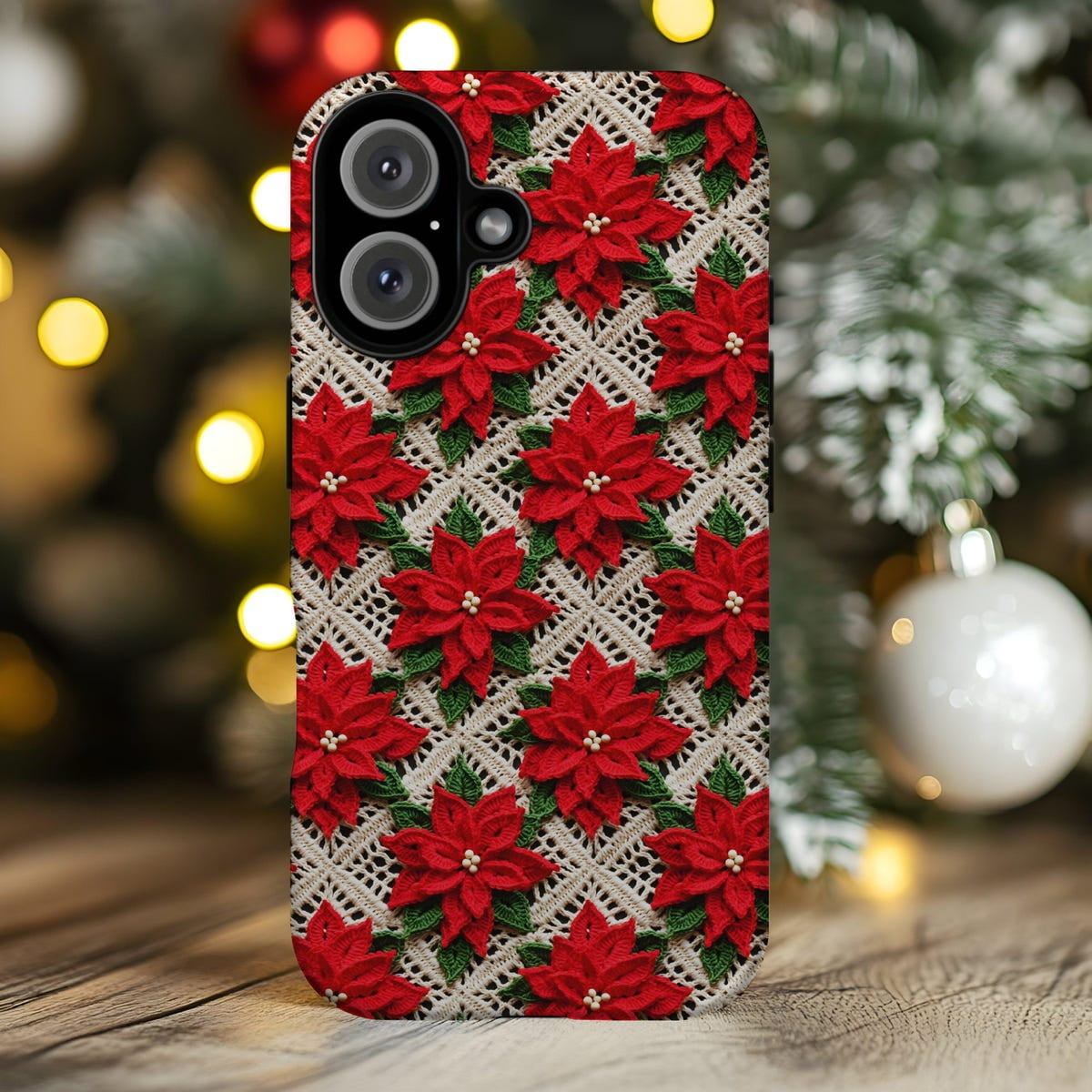 Classic Red Poinsettia Christmas Holiday Phone Case 17 16 15 14 13 12 ...