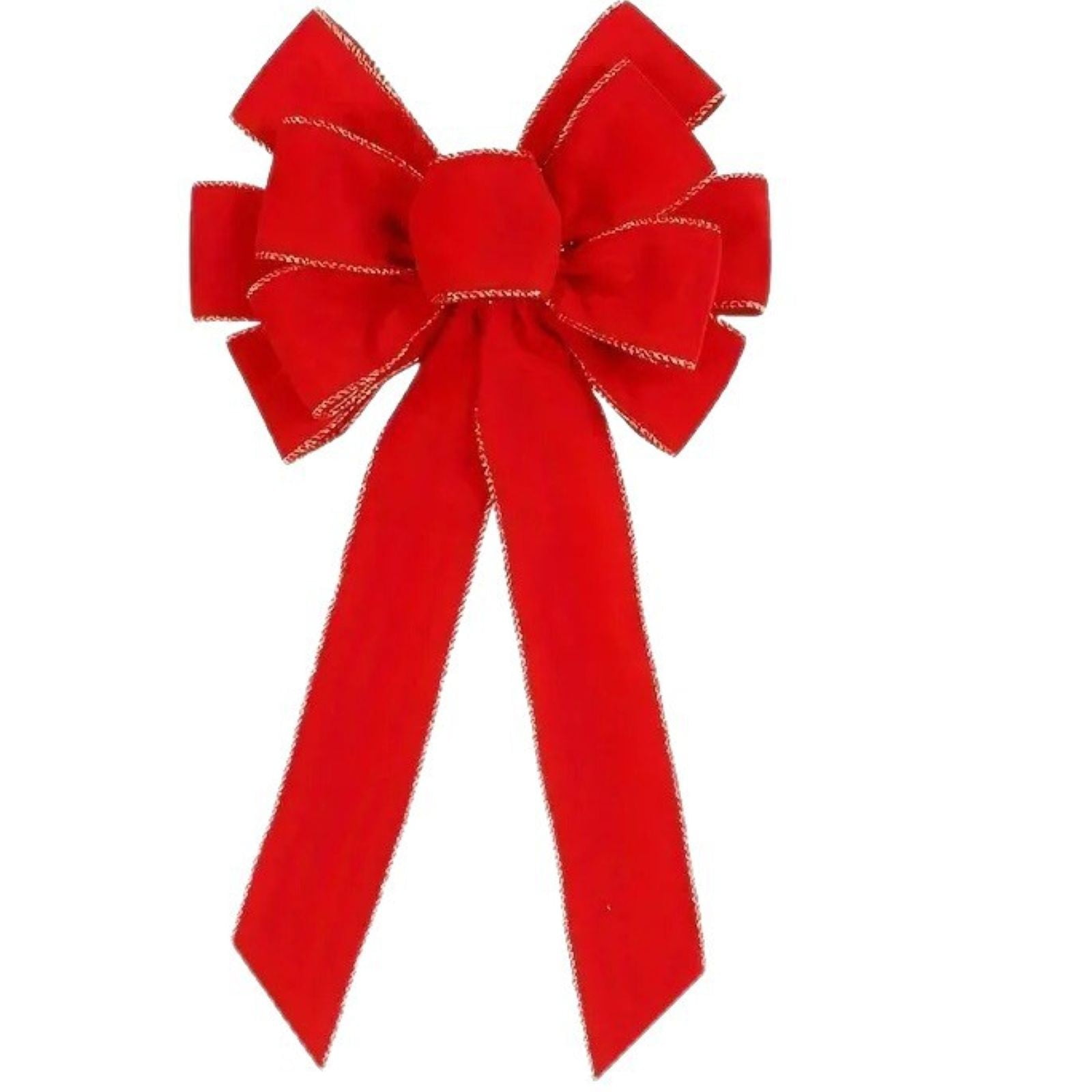 Classic Red Ten Loop Bow Christmas Bowl Decorations Thin Garland Unlit ...