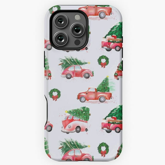 Classic Red Truck Holiday Art Phone Case for iPhone 11 12 13 14 15 16 ...