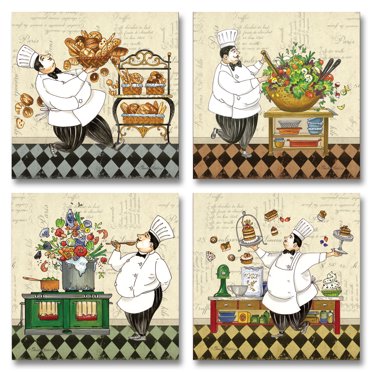 Le Chef; Classy, Vintage French Chef Set; Four 8X10 Poster Prints ...