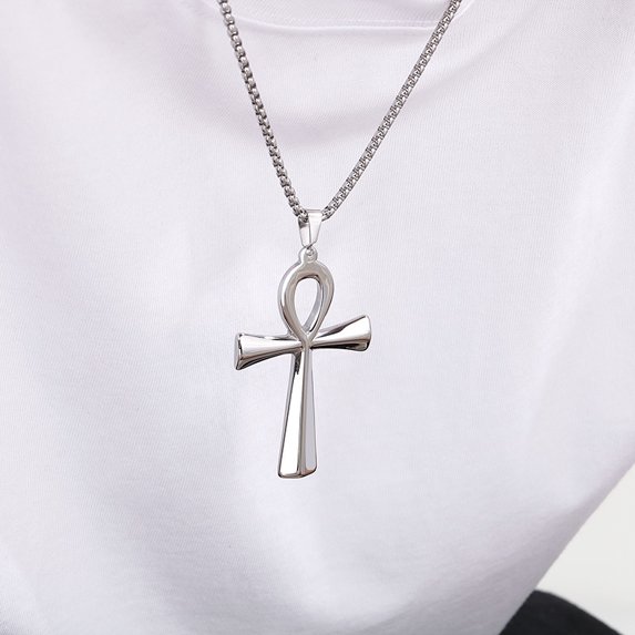Classic Retro Egyptian Ankh Cross 14K Yellow Gold Necklaces for Men ...