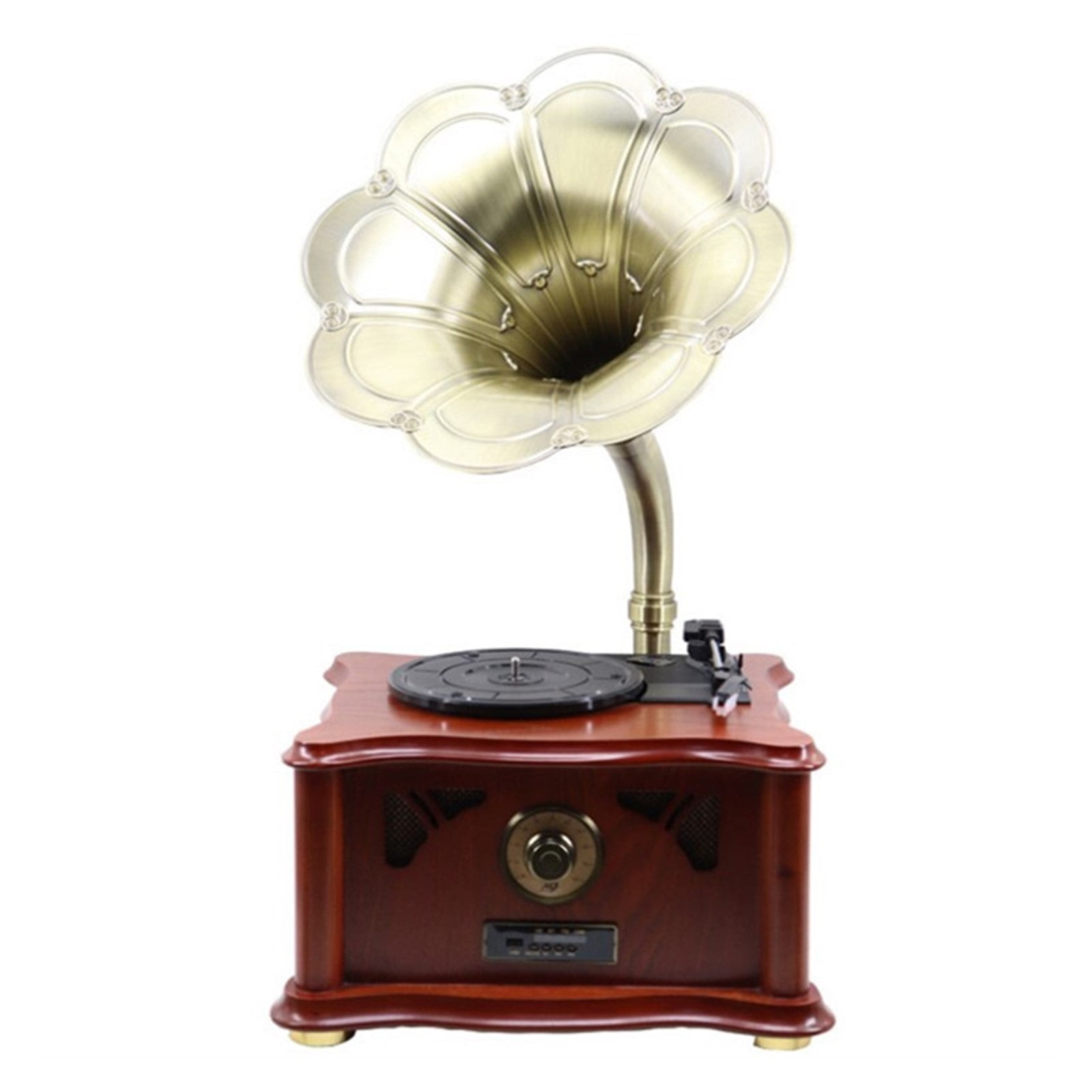 Classic Retro Solid Wood Record Player Vinyl Gramophone Big Horn ...