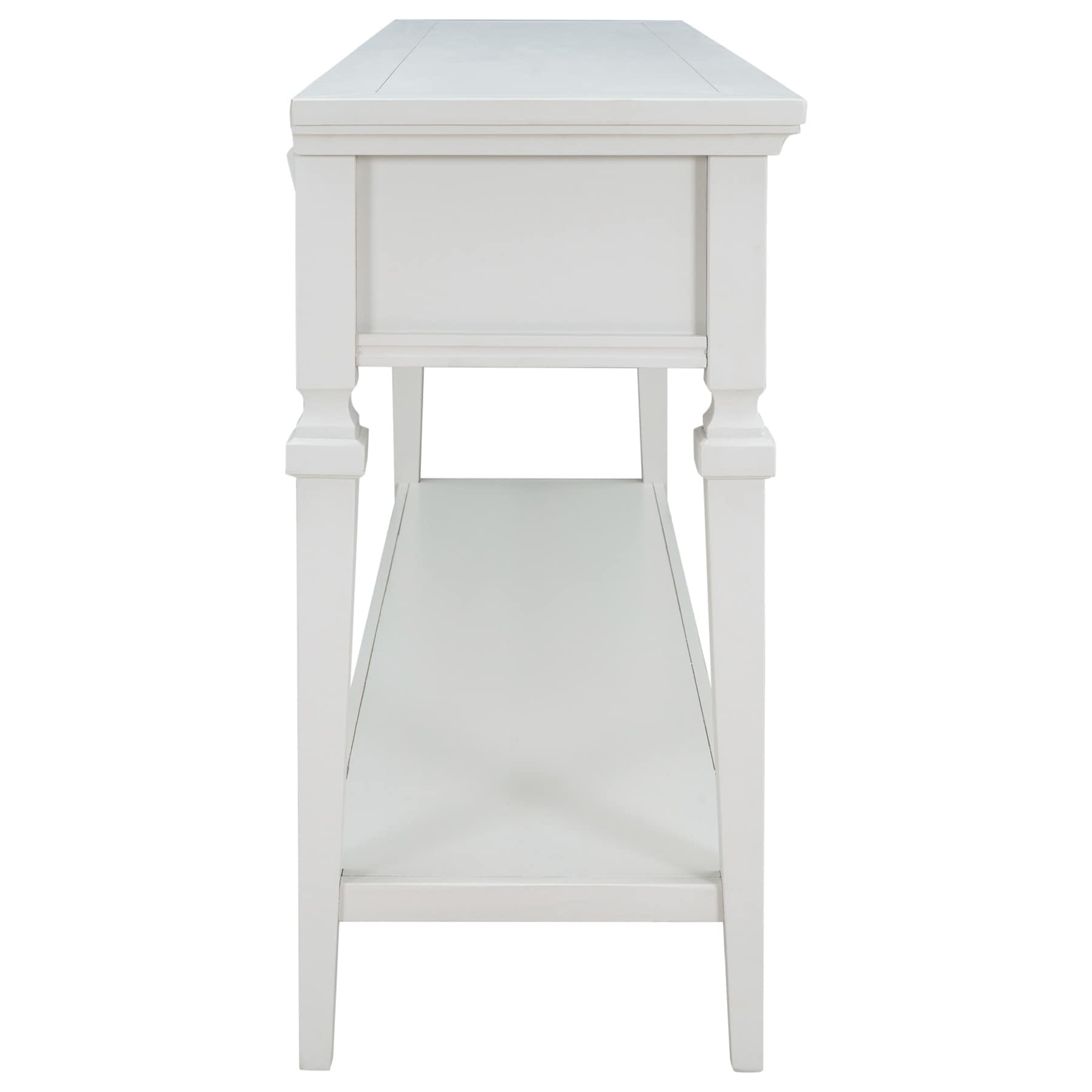Classic Retro Style Console Table with Three Drawers Antique White ...