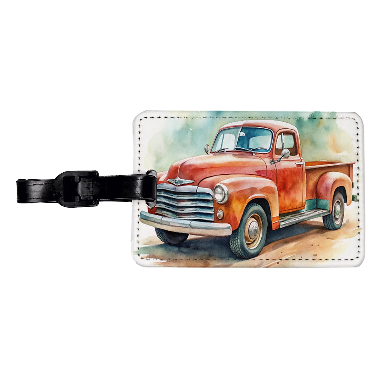 Classic Retro Vintage Pickup Truck Watercolor Faux Leather Travel ...