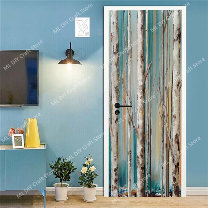 Classic Retro Wooden Door Stickers D Self-adhesive Home ration ...