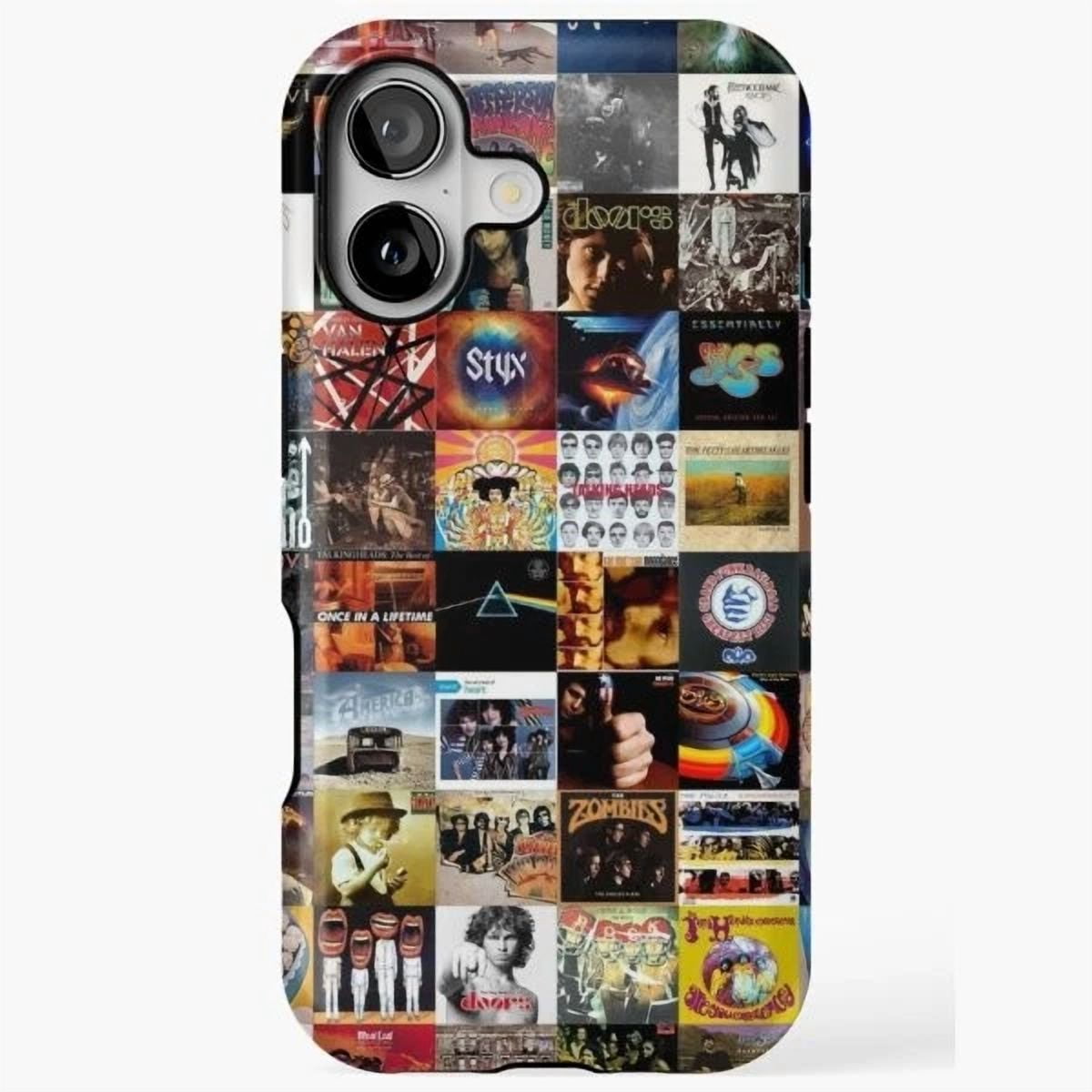Classic Rock Album Collage Vintage Art iPhone Case 17 11 12 13 14 15 16 ...