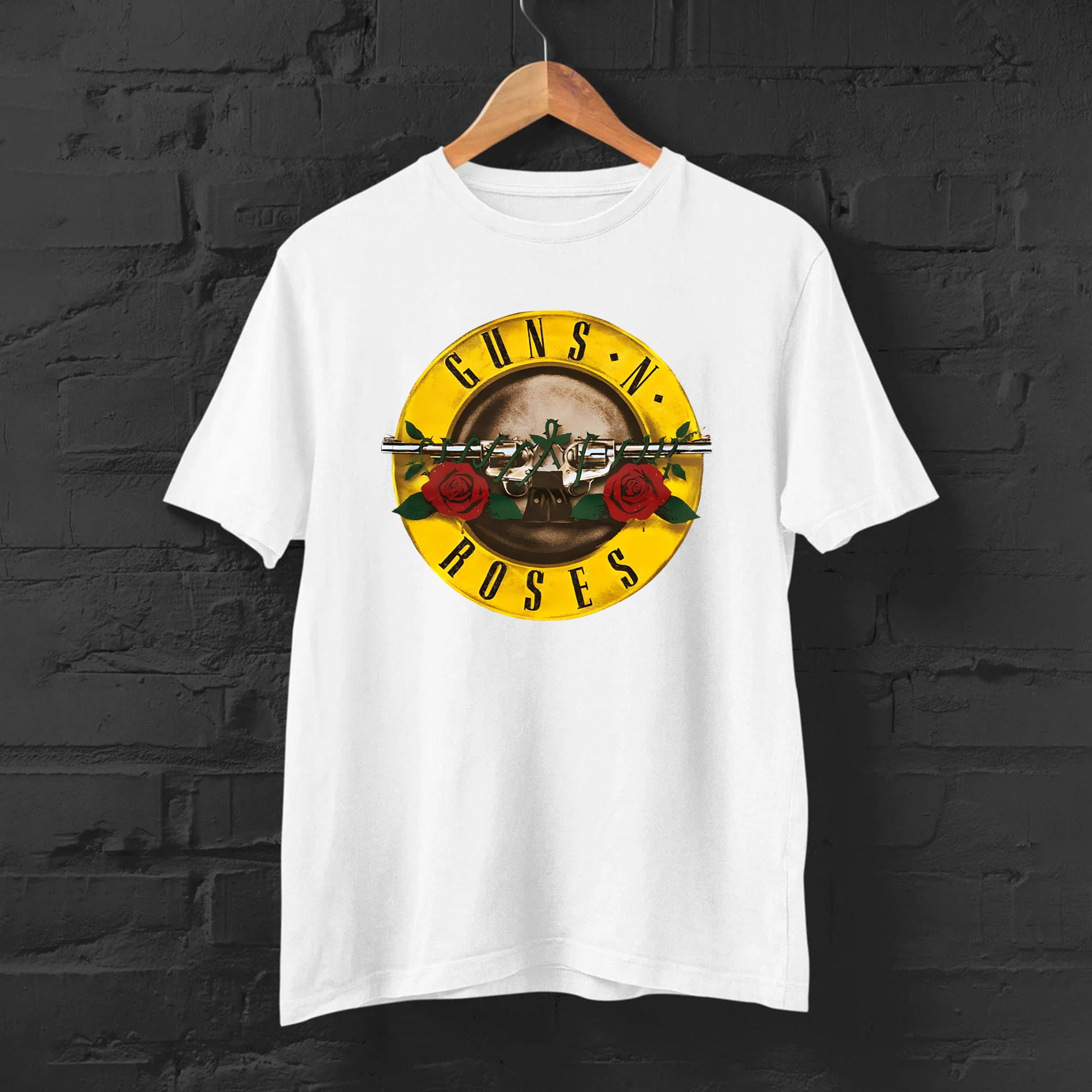 Classic Rock Band Style Shirt, Vintage Guitar and Rose Graphic Tee, Old ...