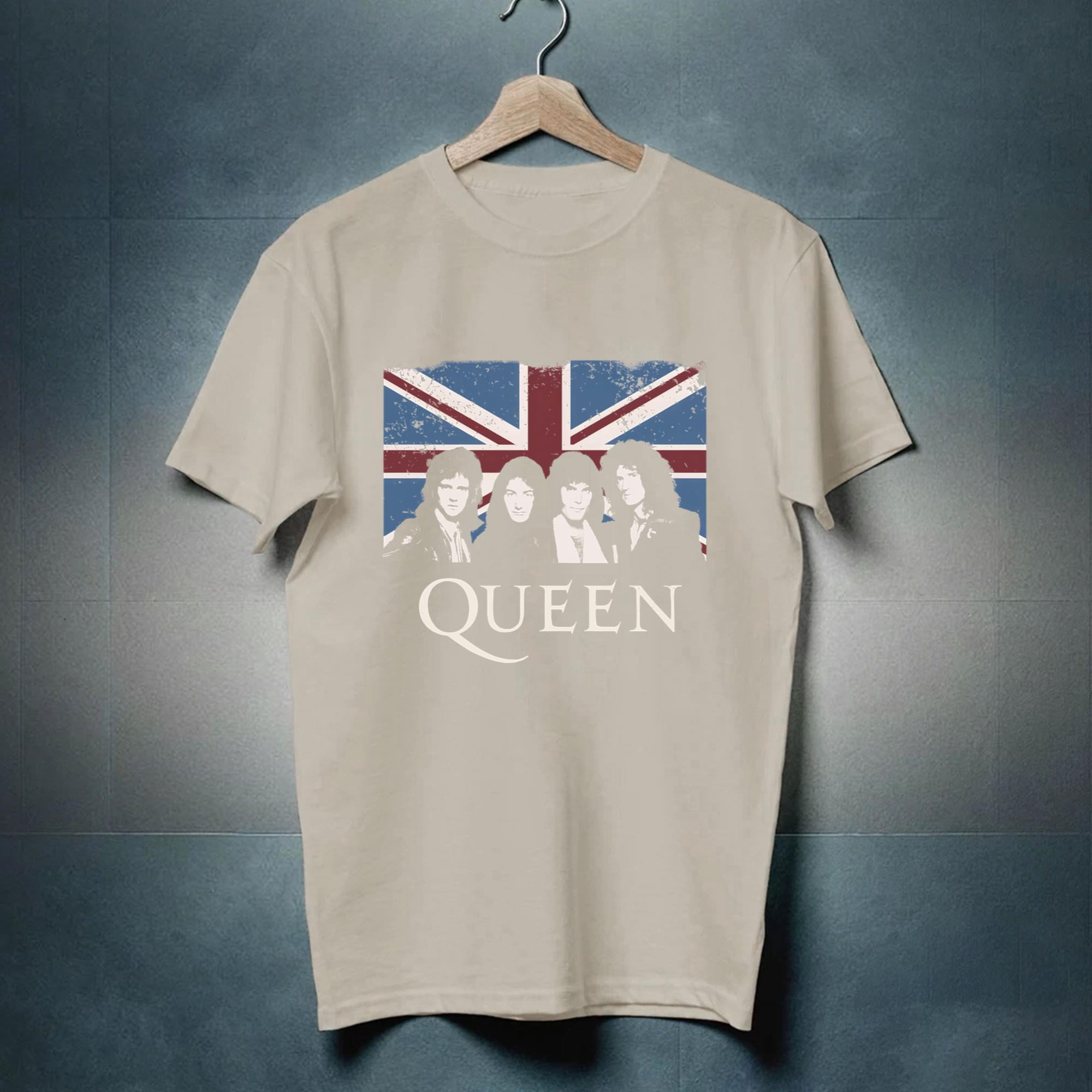 Classic Rock Band T-Shirt with Union Jack Design, Black-TH4021 ...