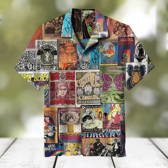 Classic Rock Poster Collage Universal Aloha Hawaiian Shirt - Walmart.com
