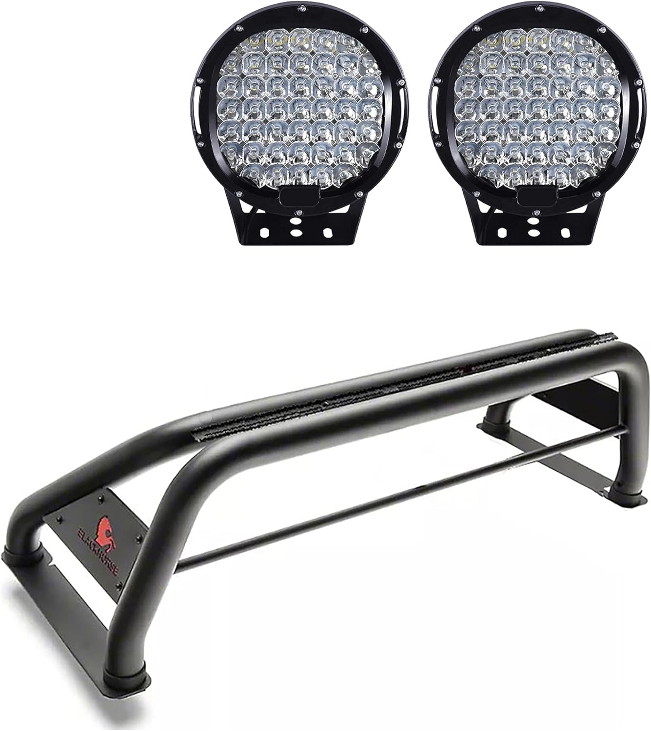 Black Horse Classic Roll Bar Incl.Set of 9 Black Round LED Light Black ...