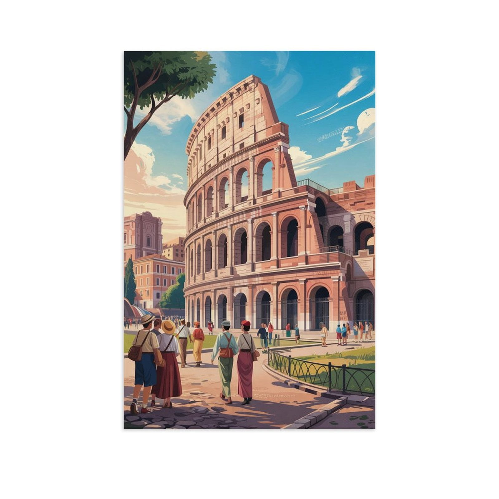Classic Rome Travel Poster Retro Italian City Tourism Wall Art for ...