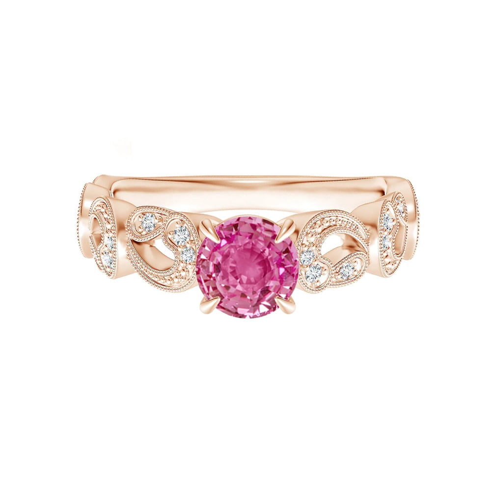 Classic Round 0.50 Ctw Pink Tourmaline 925 Sterling Silver Rose Plated ...