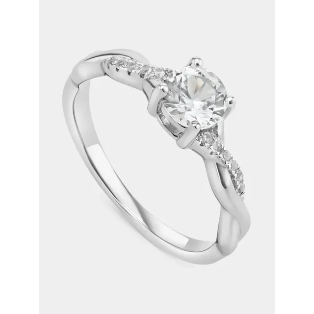 Classic Round Cut 925 Sterling Silver Engagement Ring Moissanite ...