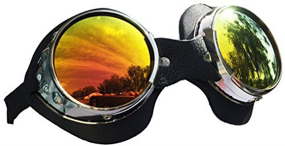 Classic Round Lens Moto Goggles Motorcycle MX Vespa Jeep Motorbike ...