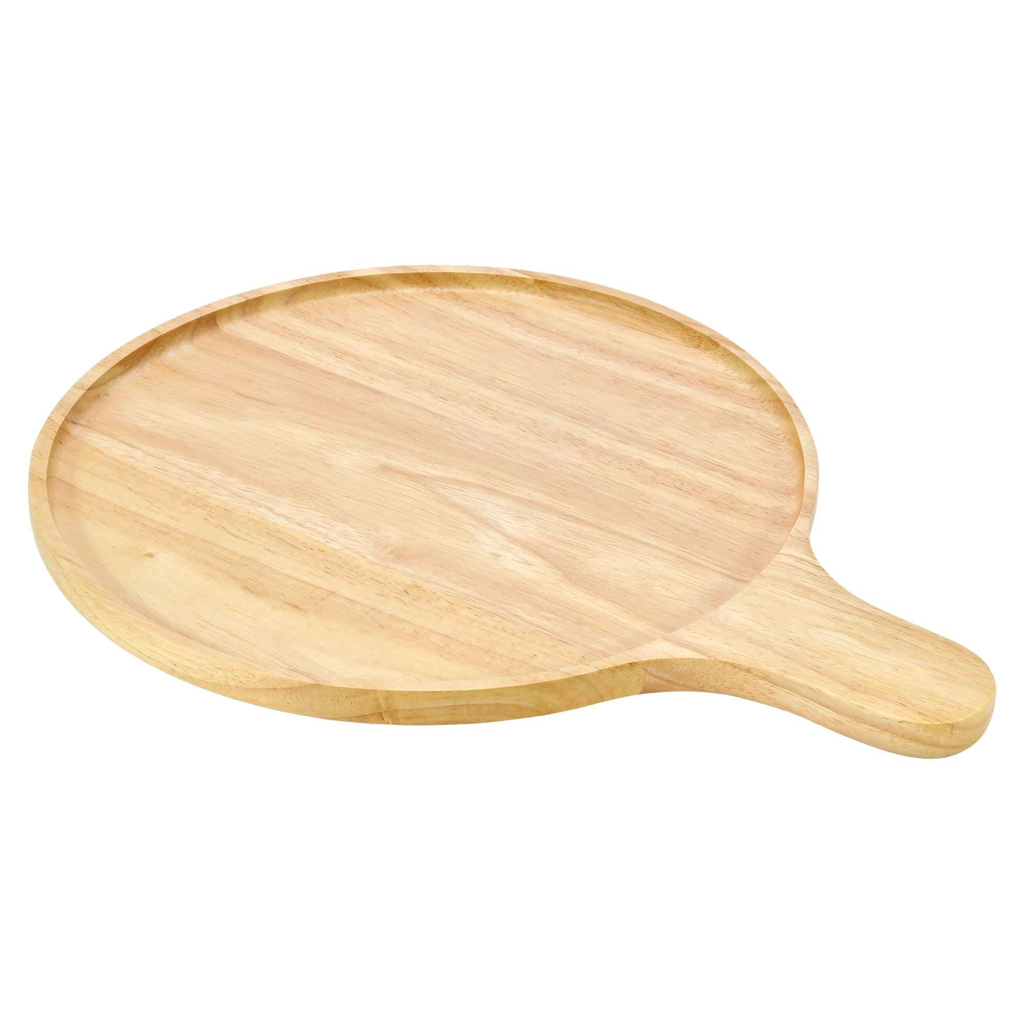 Classic Round Serving Platter Natural Rubber Brown Tree Wood Pizza ...