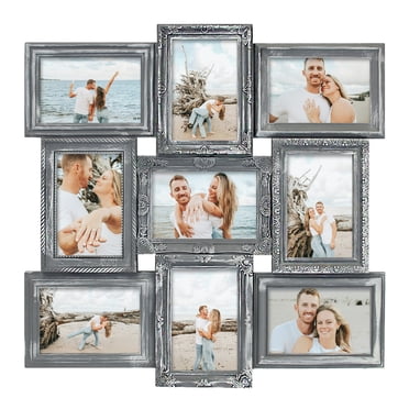"Classic Brown Wall Hanging Picture Frame with Multiple Slots, 12 ...