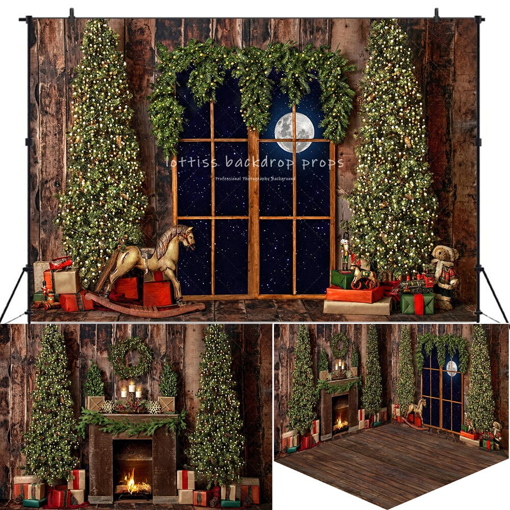 Classic Rustic Window Trees Xmas Backdrops Kids Family Photography Baby ...