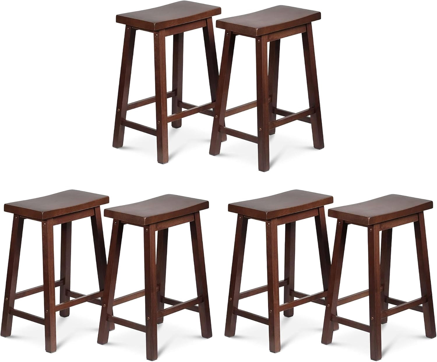 Classic Saddle-Seat 24" Tall Kitchen Counter Stools for Dining Spaces ...