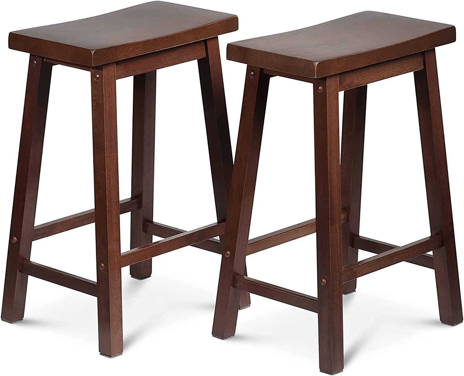 Classic Saddle-Seat 24" Tall Kitchen Counter Stools for Dining Spaces ...