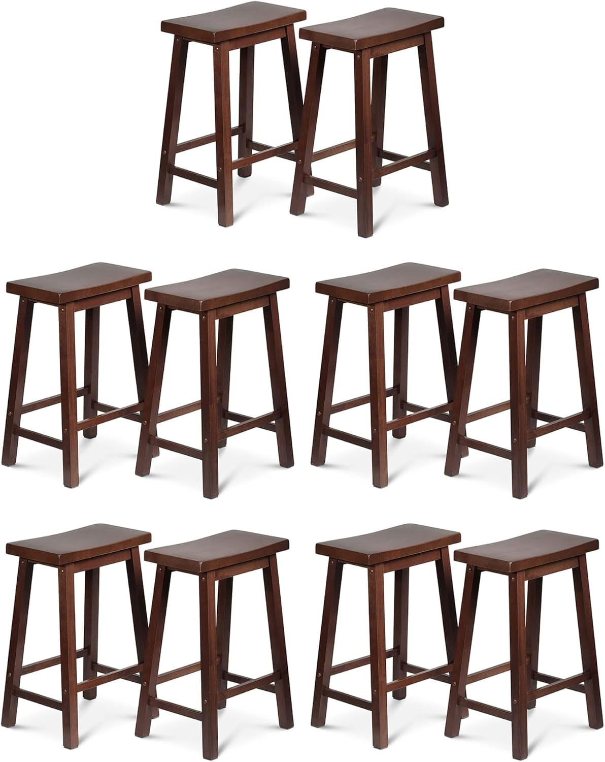 Classic Saddle-Seat 24" Tall Kitchen Counter Stools for Dining Spaces ...