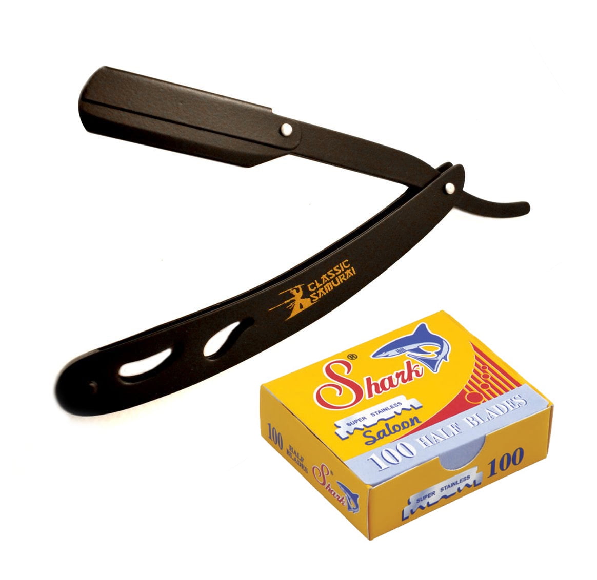 Classic Samurai CS-102 Matte Black Folding Professional Straight Razor ...