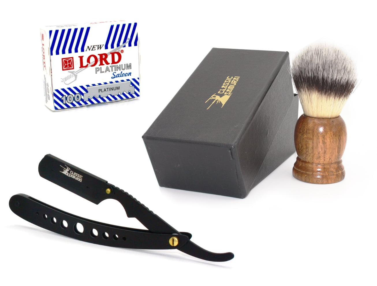 Classic Samurai Stainless Steel Men Shaving Set with CS-102 Matte Black ...