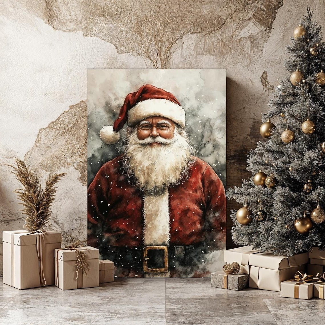 Classic Santa Claus Portrait Wall Art Traditional Holiday Poster ...