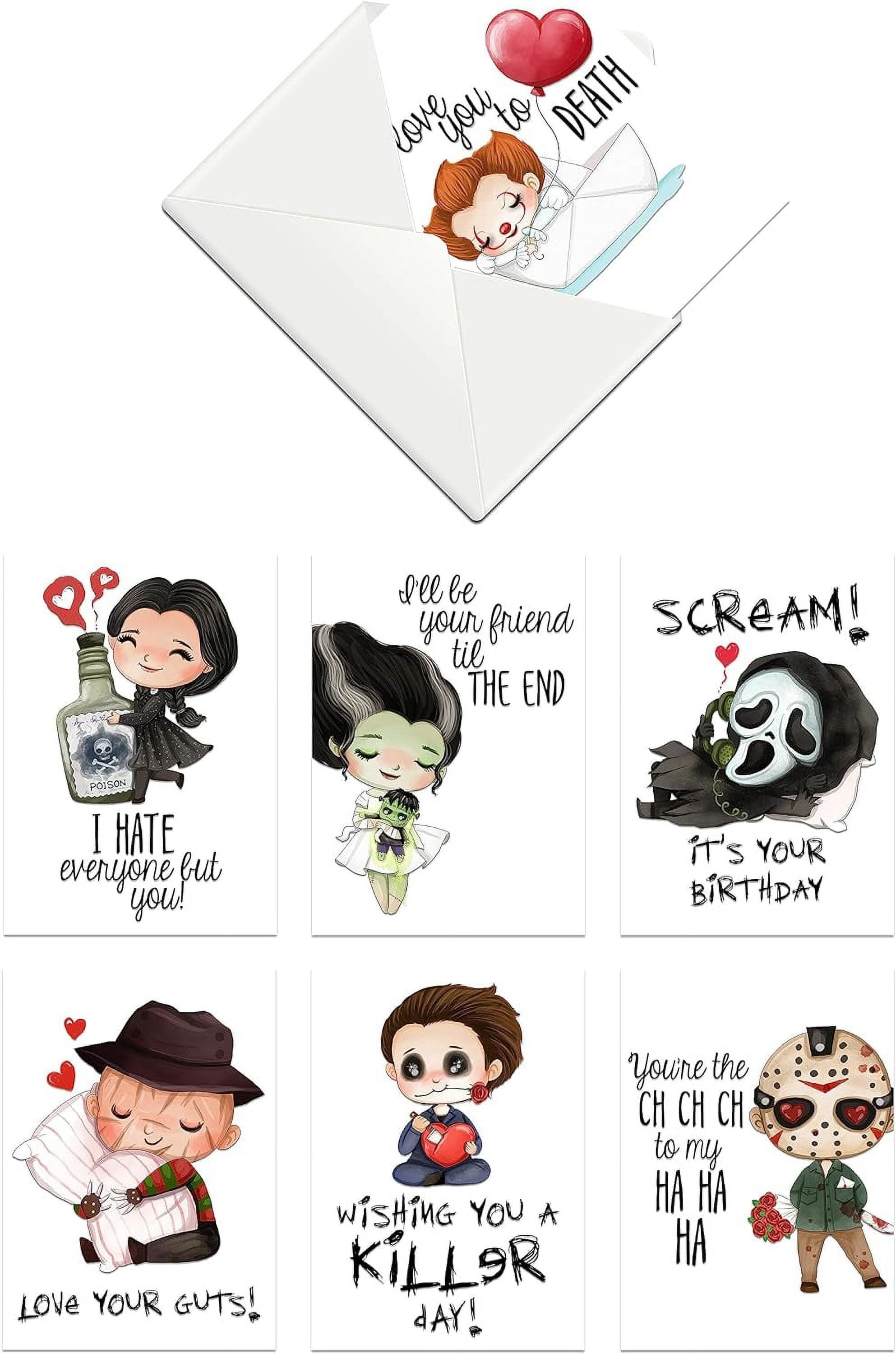 Classic Scary Horror Movie Themed Greeting Cards With Envelopes (Set of ...