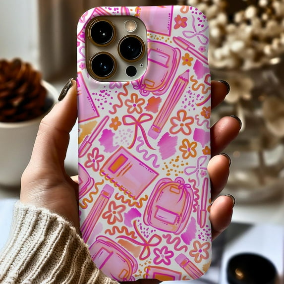 Classic School Supplies Watercolor Art Phone Case with iPhone 17 to 11 ...