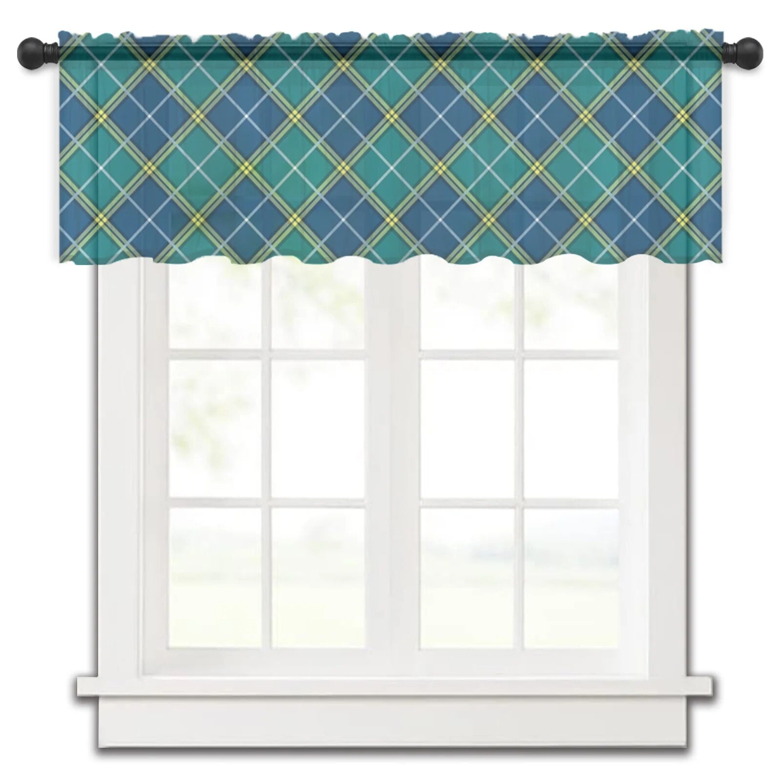 Classic Scottish Plaid Pattern Small Window Curtain Short Curtain ...
