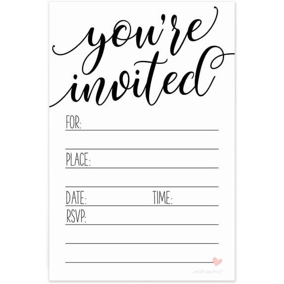 Classic Script Invitations (20 Count) with Envelopes - Sweet Heart ...