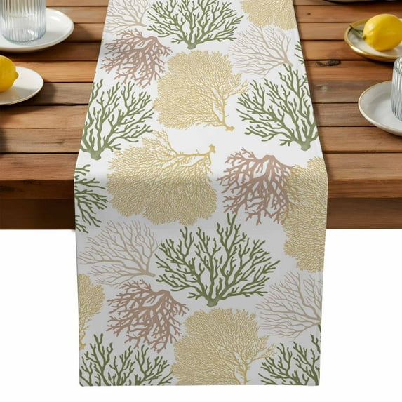 Classic Sea Coral Table Runners 13x90 Inches Long Linen Burlap Table ...