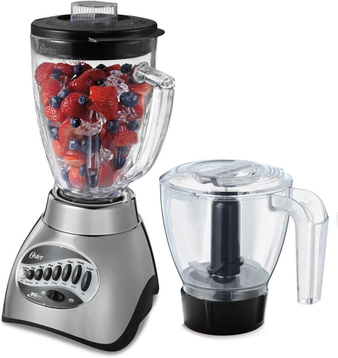 Classic Series 16-Speed Blender with Food Chopper & 5-Cup Glass Jar ...