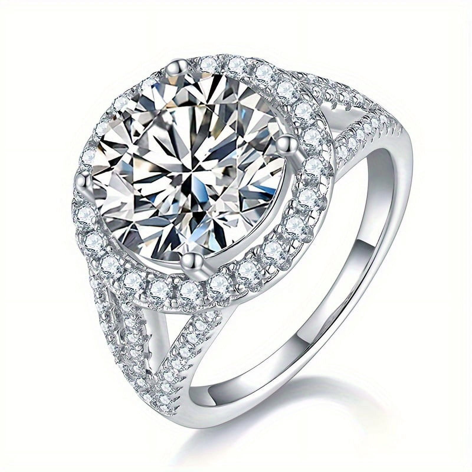 Classic Series Round S925 Silver Moissanite Diamond Women's Ring 5 ...