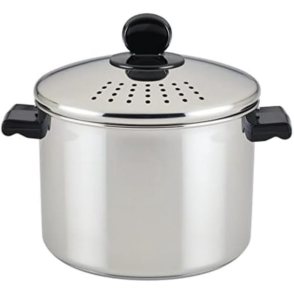 Classic Series Stainless Steel 8-Quart Covered Straining Stockpot with ...