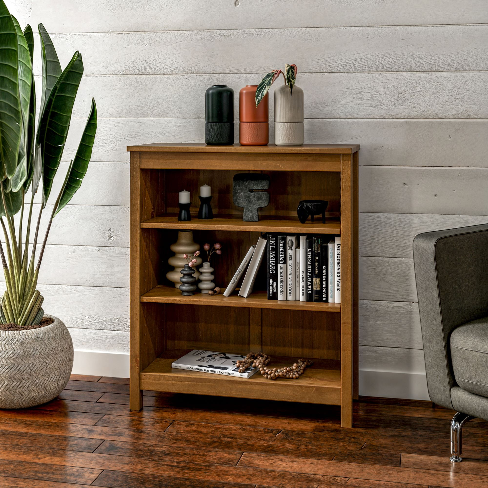Camaflexi Classic Shaker Style Bookshelf, Solid Wood Bookcase with MDF ...