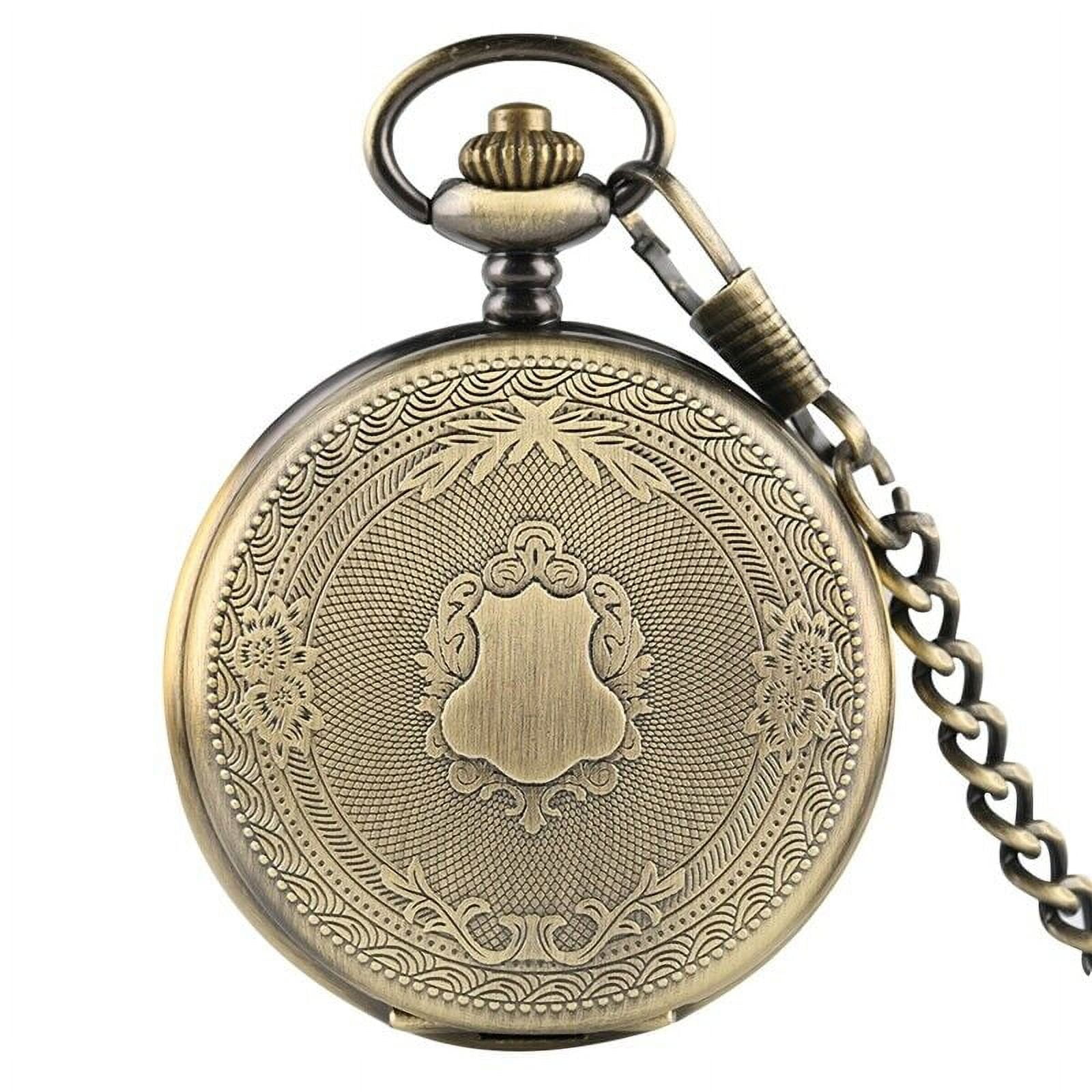 Classic Shield Crown Pattern Quartz Pocket Watch Pendant Chain ...