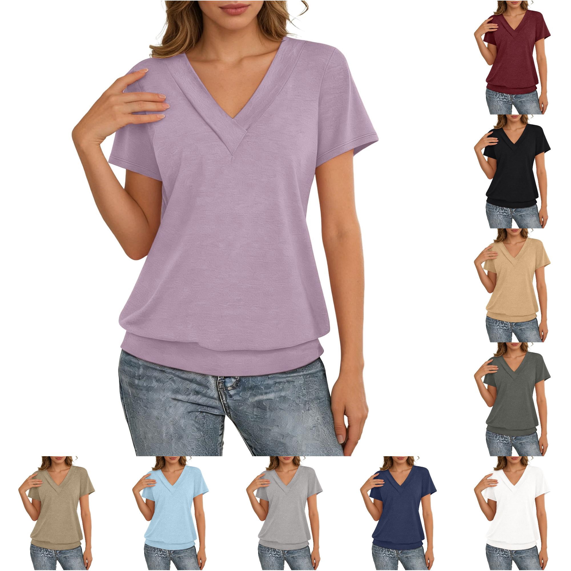 Classic Short Sleeve Crewneck T Shirt Soft Everyday Basic Top ...
