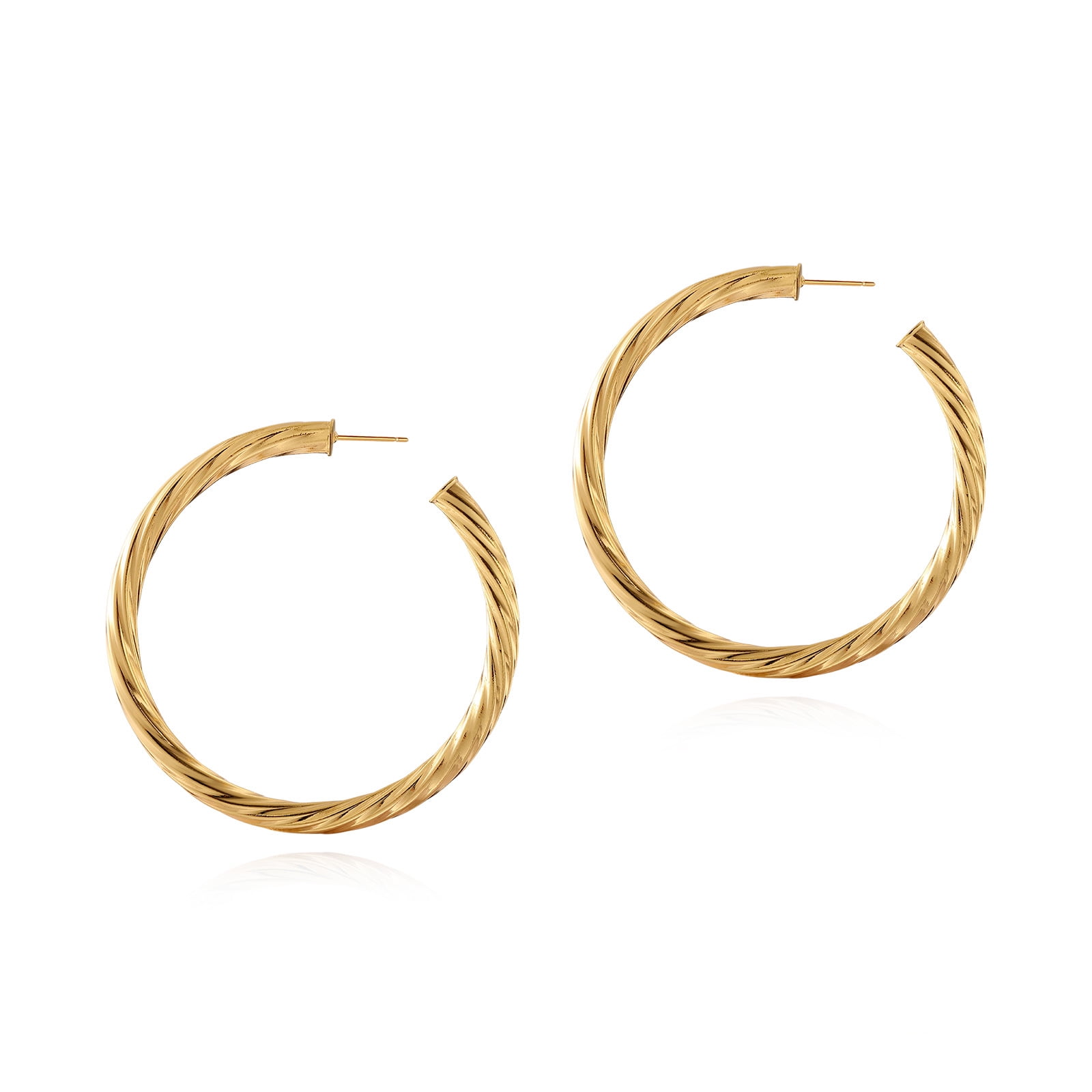 Classic Simple Bracelet Texture Ear Ring Copper Plating 18K Real Gold ...