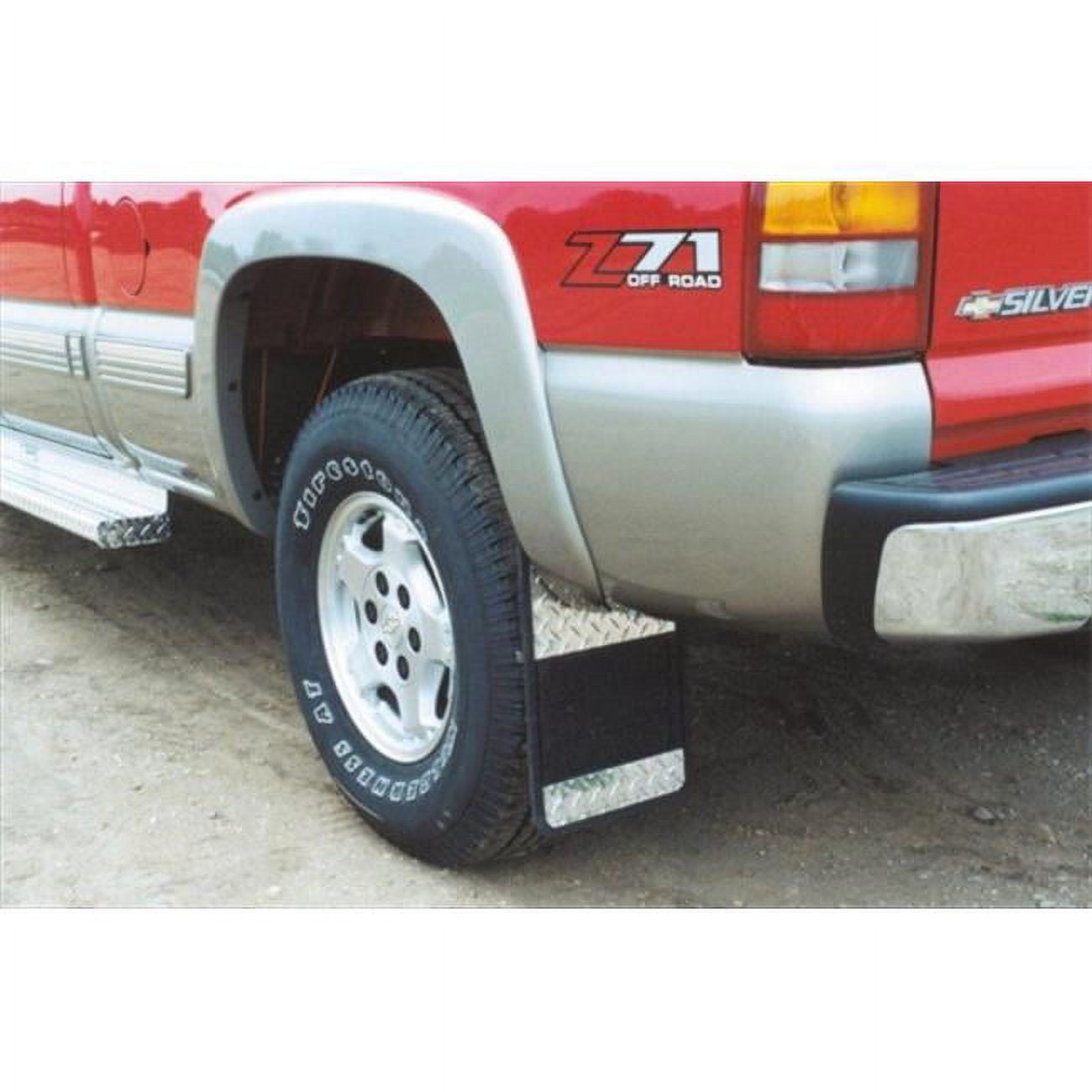 Classic Single Wheel Rubber Mudflaps - Diamond Tread Insert - Universal ...