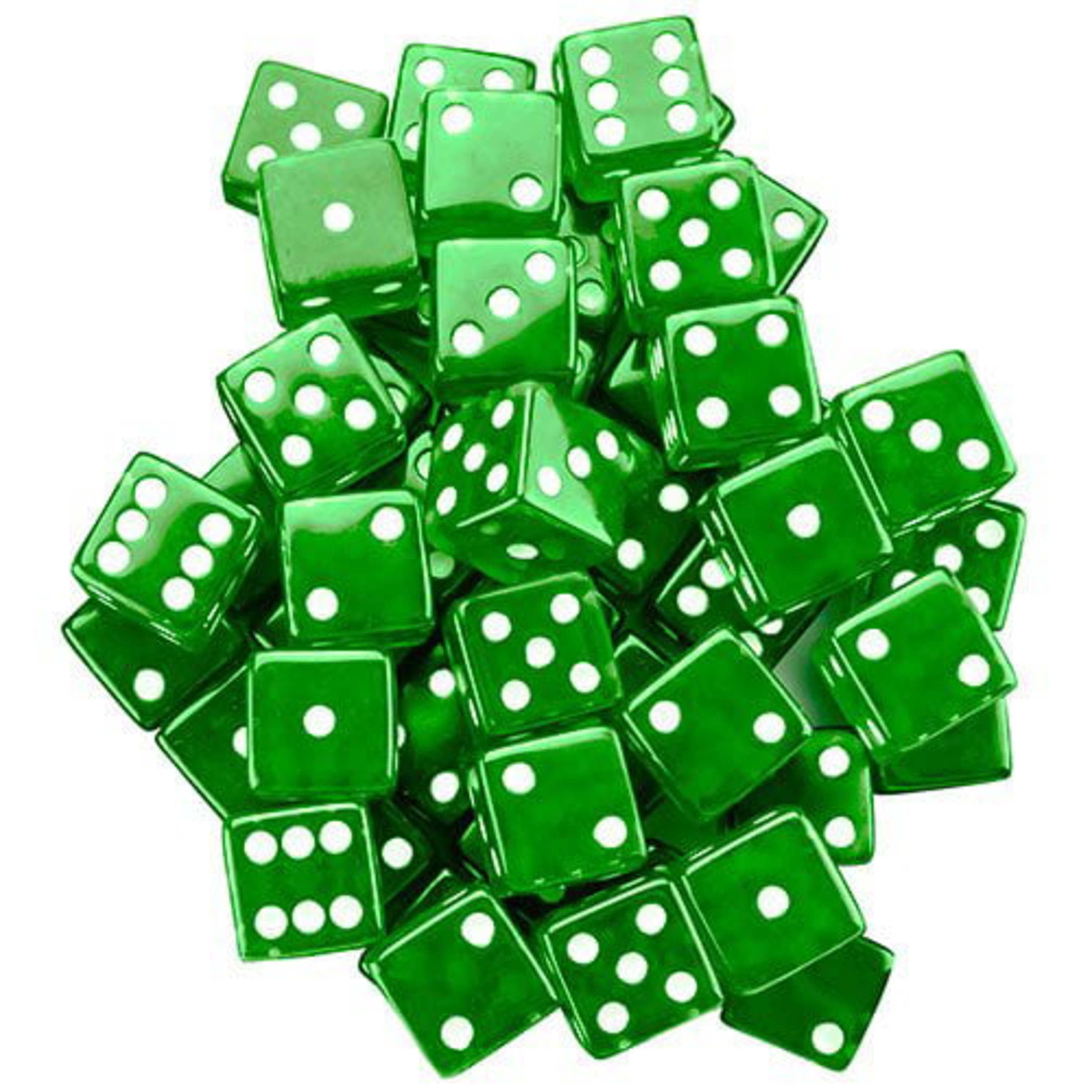 Classic Six-Sided Board Game d6 Pipped Dice, 19mm Green, 5-dice ...