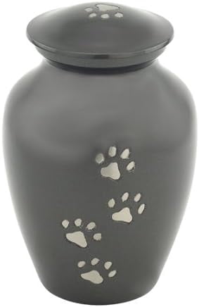 Classic Slate Medium Pet Cremation Urn for Ashes, Brass, Gray Urn, Dog ...