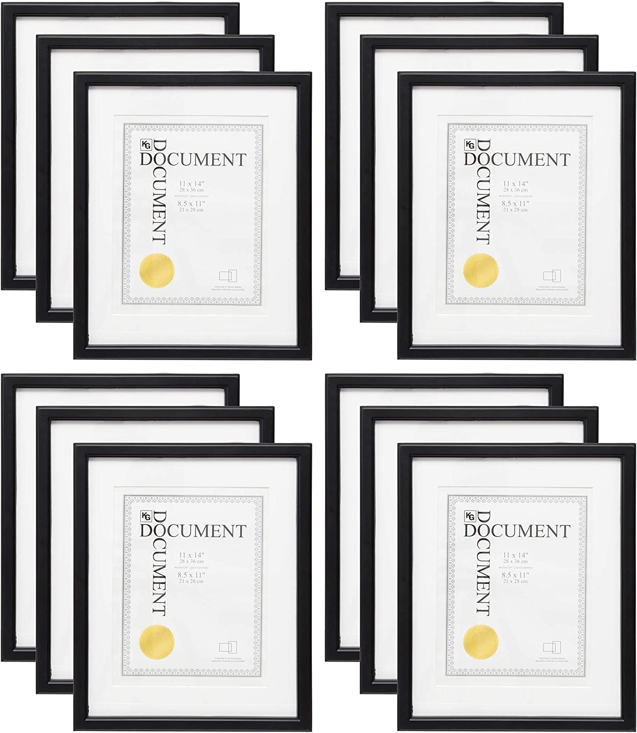 Classic Slim Document Frame-Caspian Series,11" x 14", Dark Brown, Pack ...